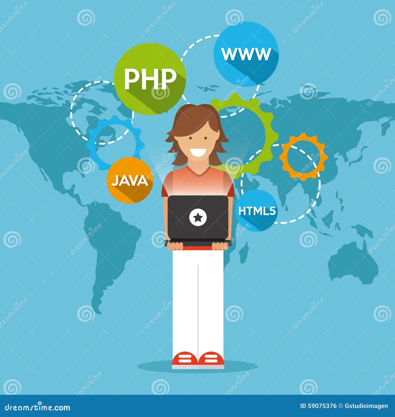 Programming Language Stock Vector Illustration Of Flat 59075376