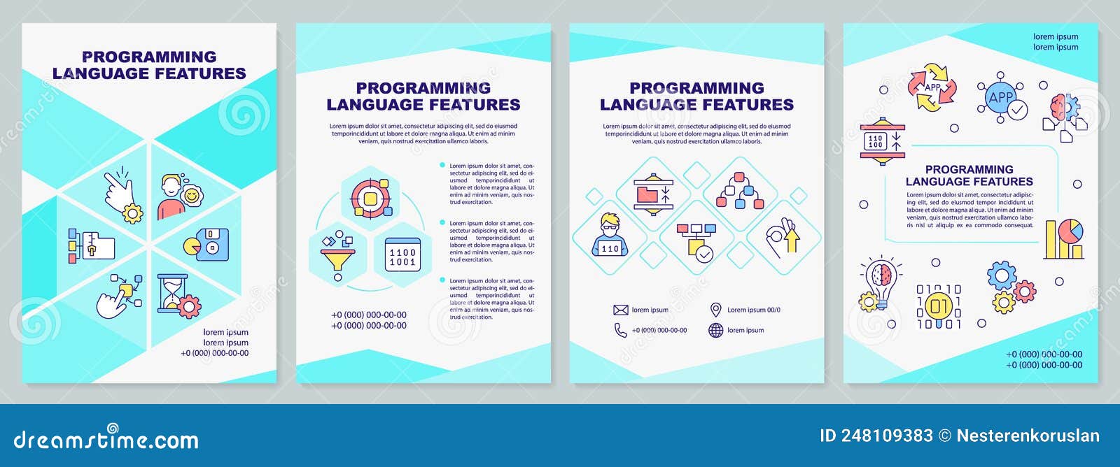 Programming Language Features Brochure Template Stock Vector ...