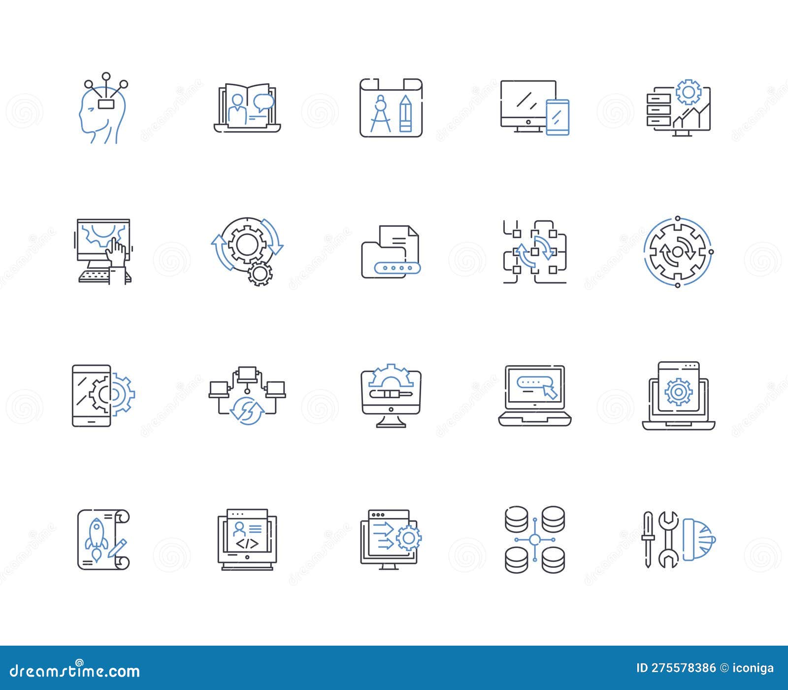 Programming Language Line Icons Collection Syntax Compiler Debugger Variable Function
