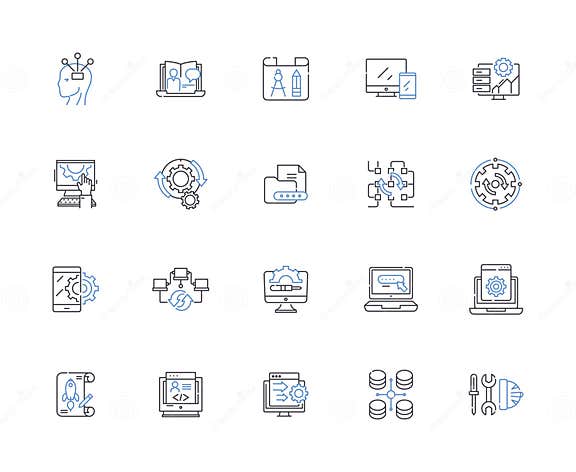 Programming Language Line Icons Collection Syntax Compiler Debugger