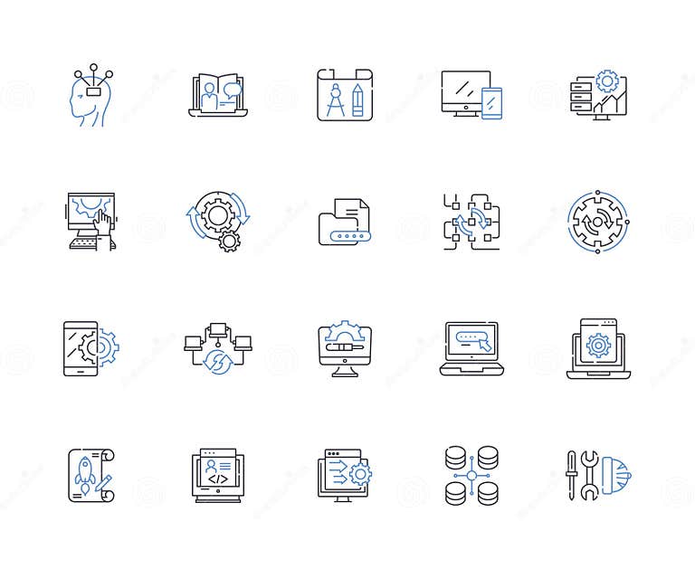 Programming Language Line Icons Collection Syntax Compiler Debugger 