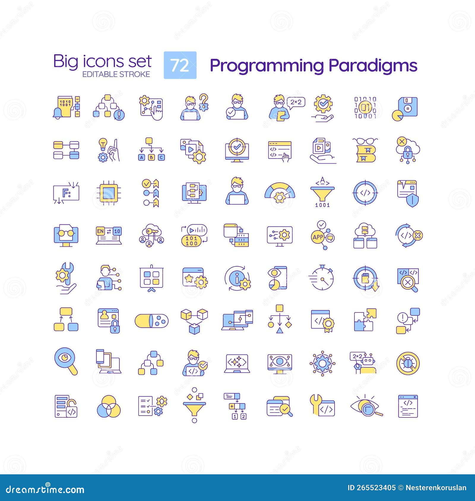 Programming Language Paradigms Rgb Color Icons Set Stock Illustration Illustration Of Line