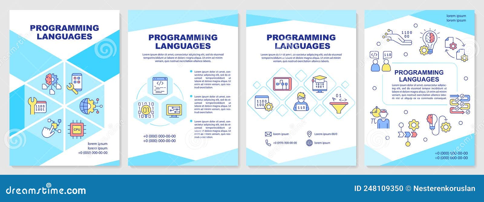 Programming Languages Brochure Template Stock Vector - Illustration of algorithm, develop: 248109350