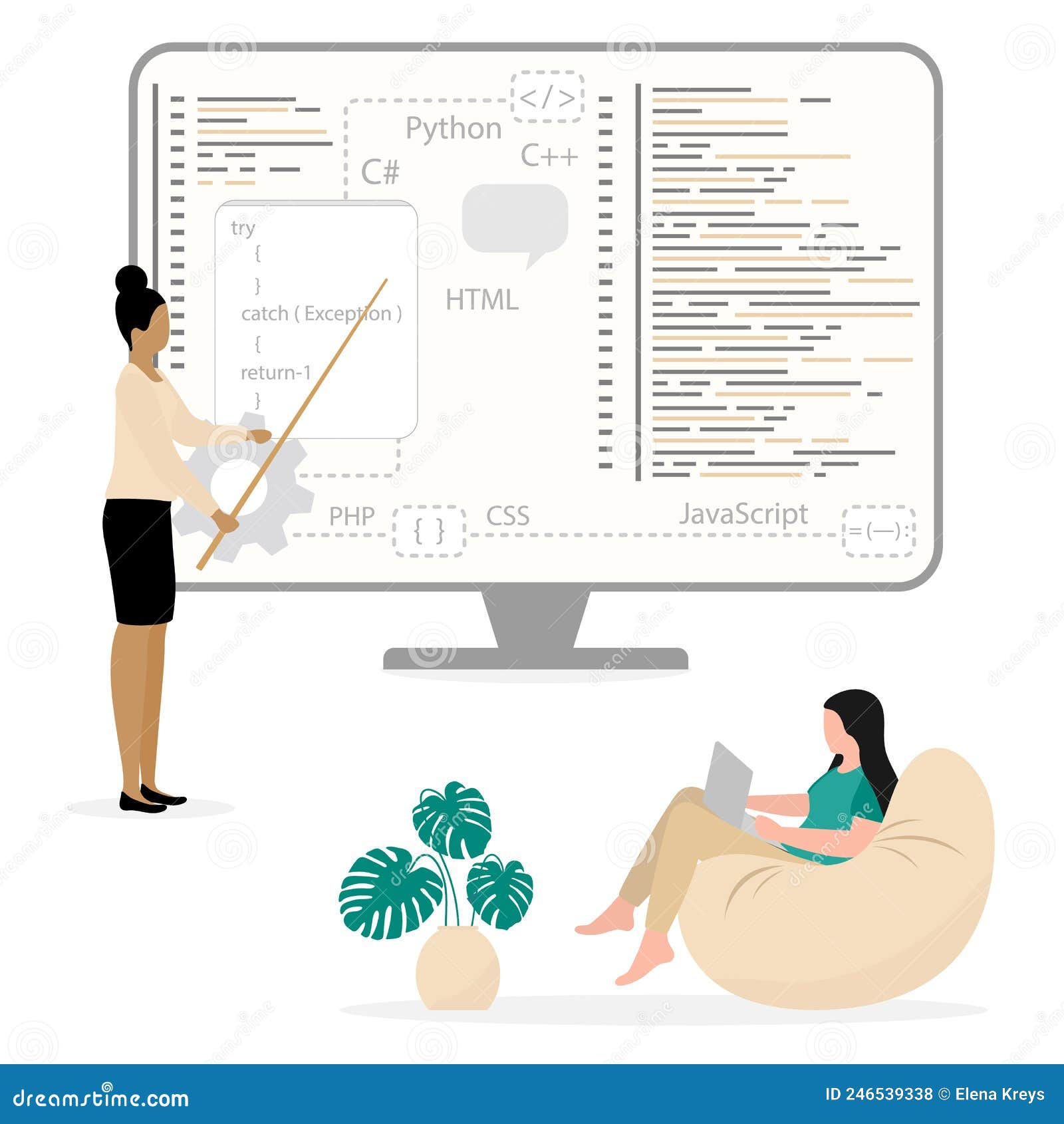 Programming Languages Learning Software Coding It Stock Vector