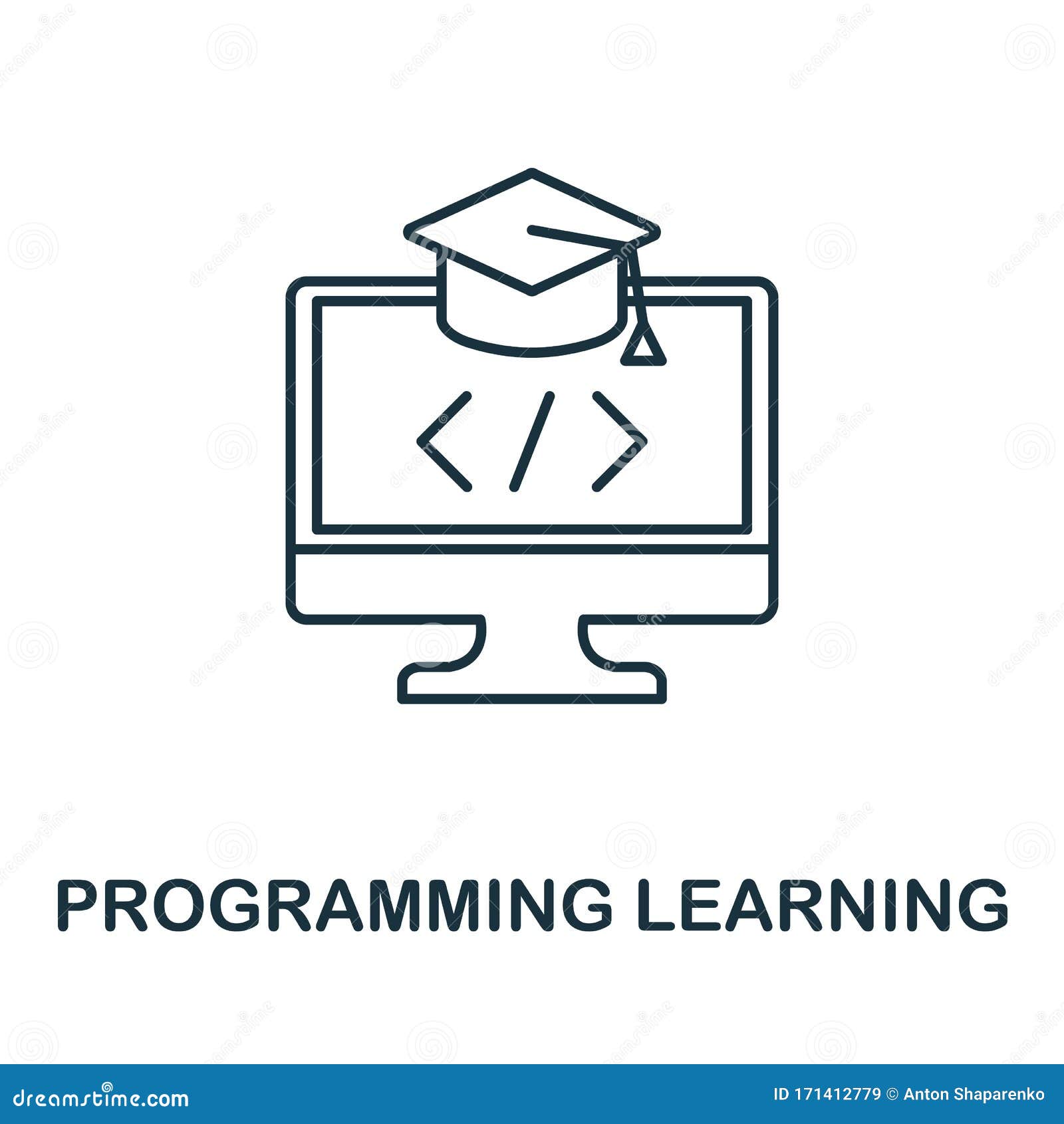Programming Learning Line Icon Thin Design Style From Programmer Icon Collection Stock Vector