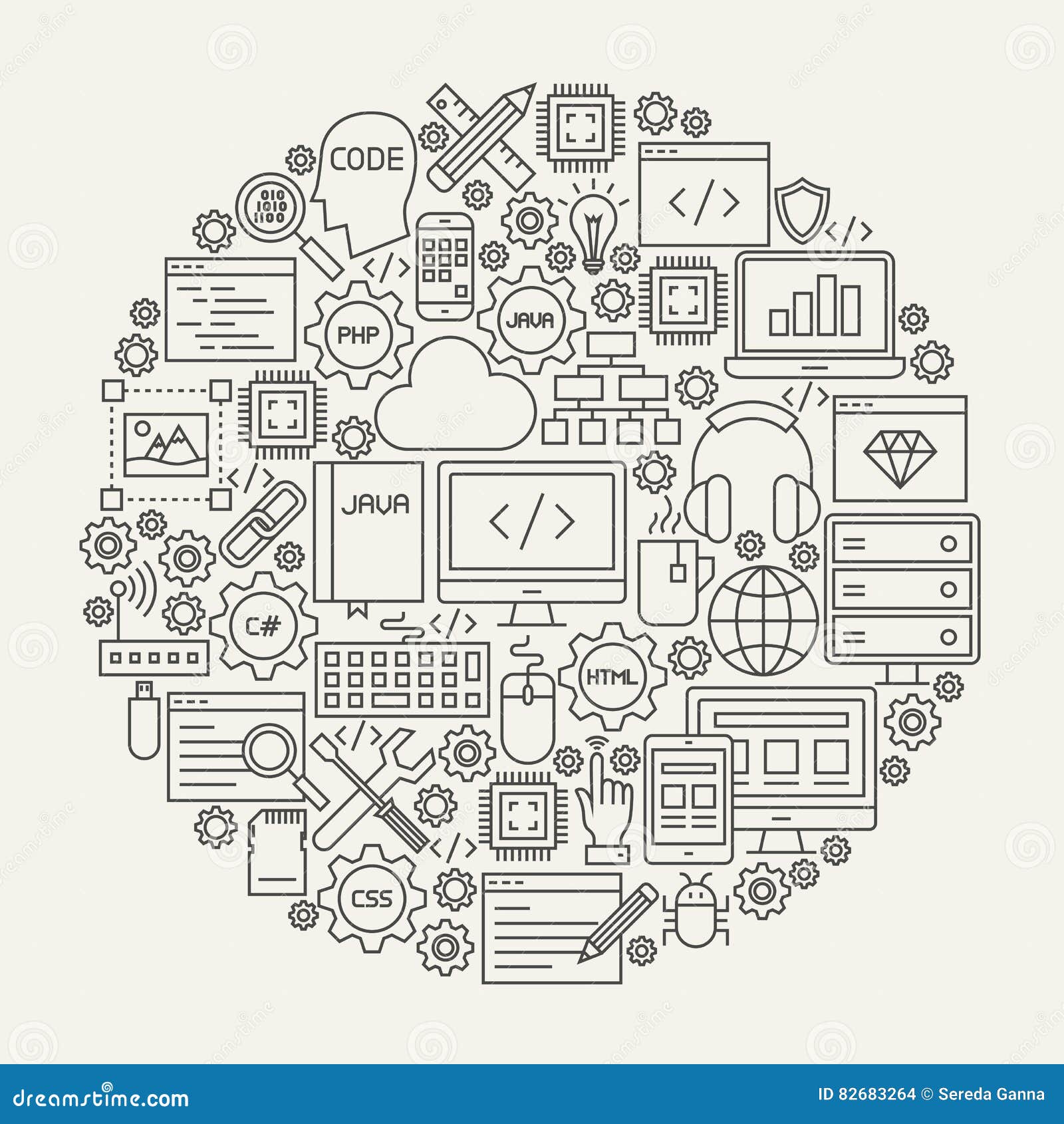 Programming Line Icons Linear Set Quality Vector Line Set Such As