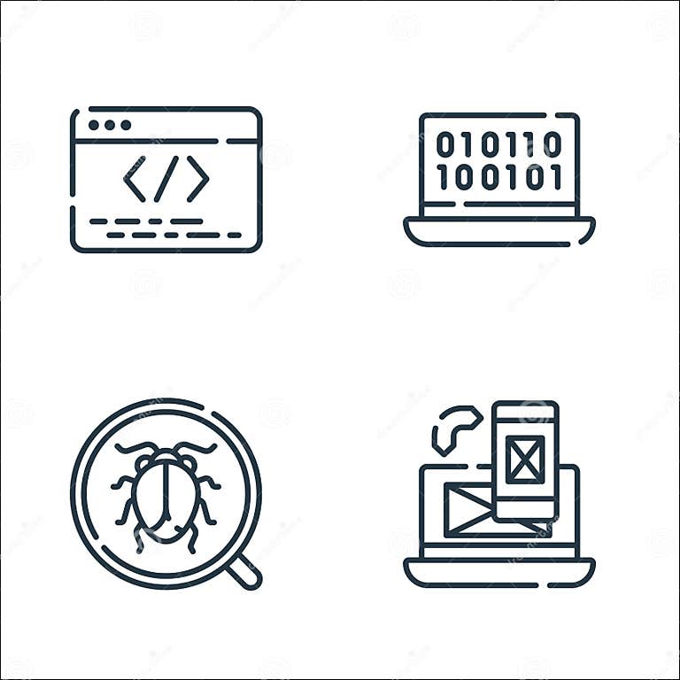 Programming Line Icons. Linear Set Stock Vector - Illustration of ...
