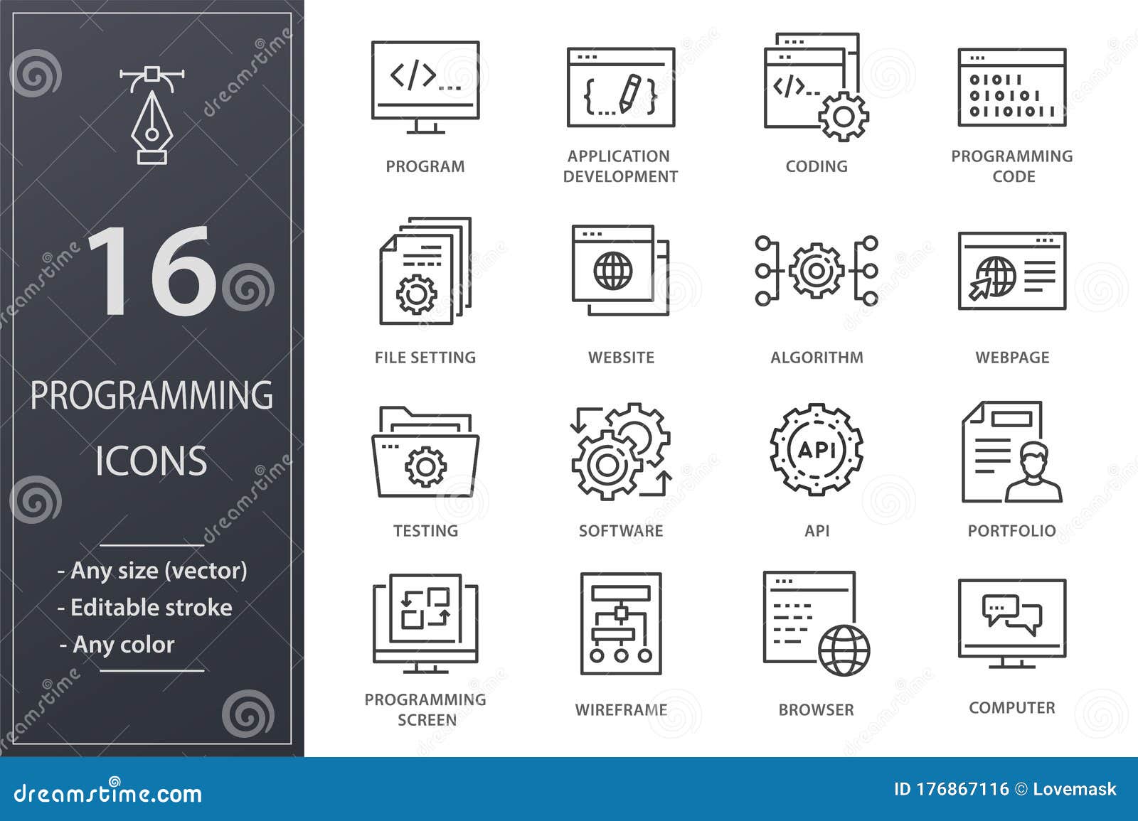 Programming Line Icons Linear Set Quality Vector Line Set Such As