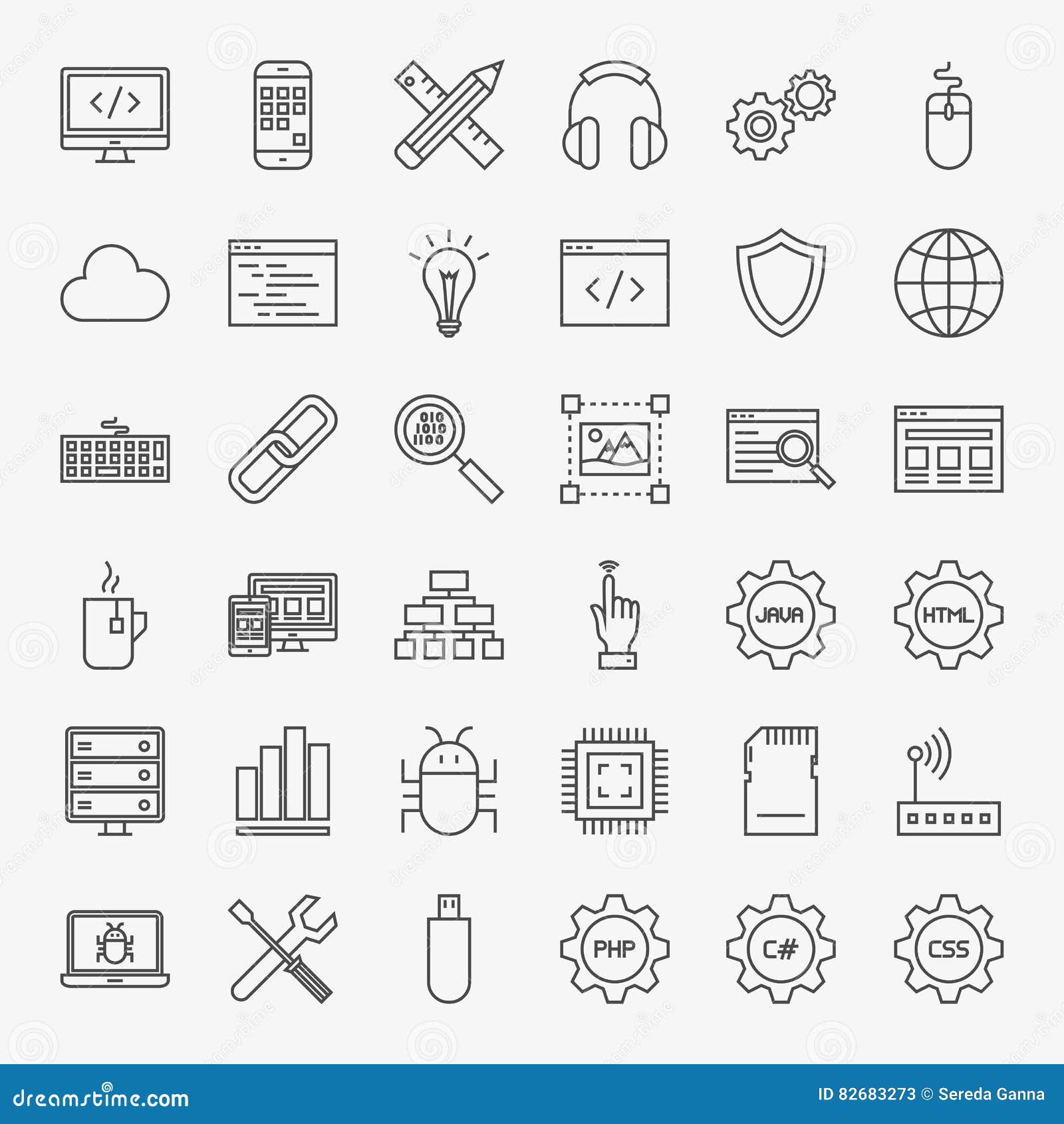 Programming Line Icons Linear Set Quality Vector Line Set Such As
