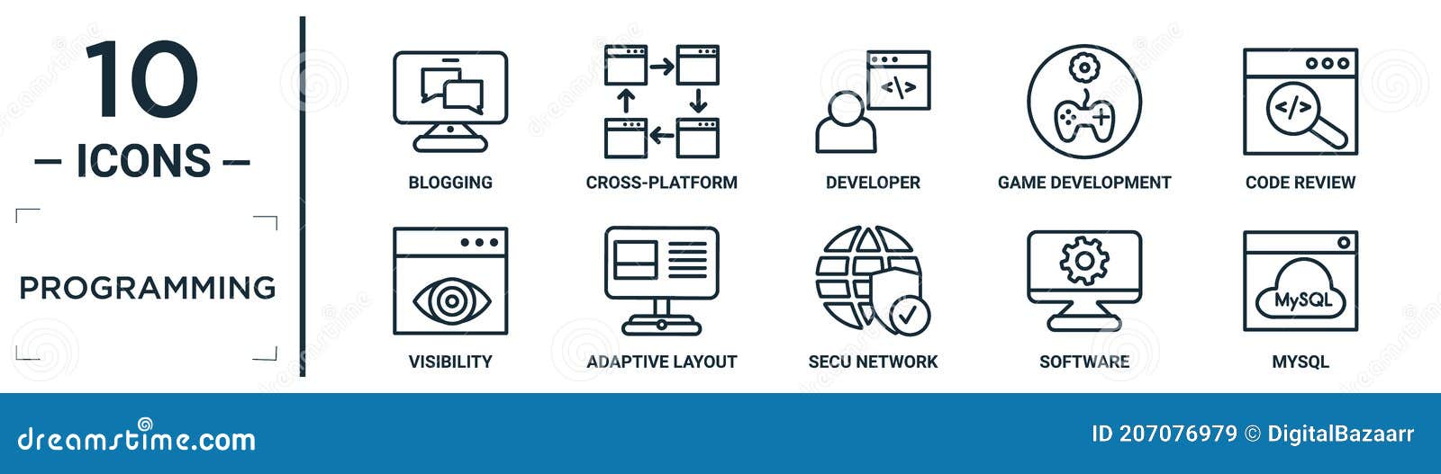 Programming Linear Icon Set. Includes Thin Line Blogging, Developer ... Programming Linear Icon Set. Includes Thin Line Blogging, Developer ...