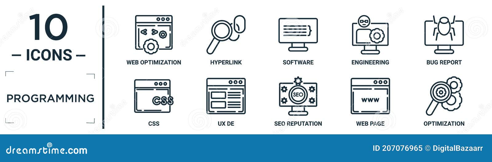 Programming Linear Icon Set. Includes Thin Line Web Optimization ... Programming Linear Icon Set. Includes Thin Line Web Optimization ...