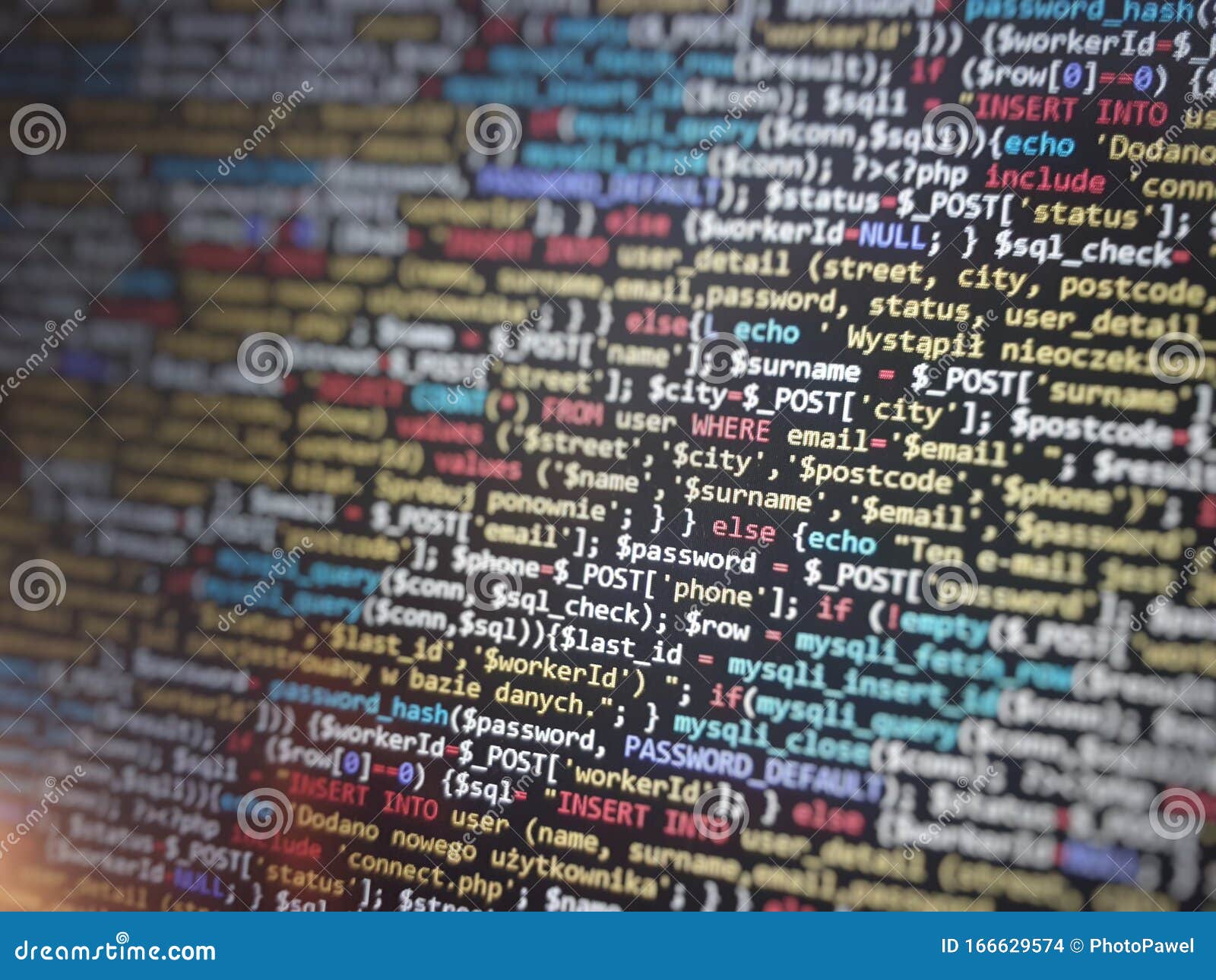 Programming Php On Laptop Computer Screen Program Code Php Html Css Of Site Computer Code On