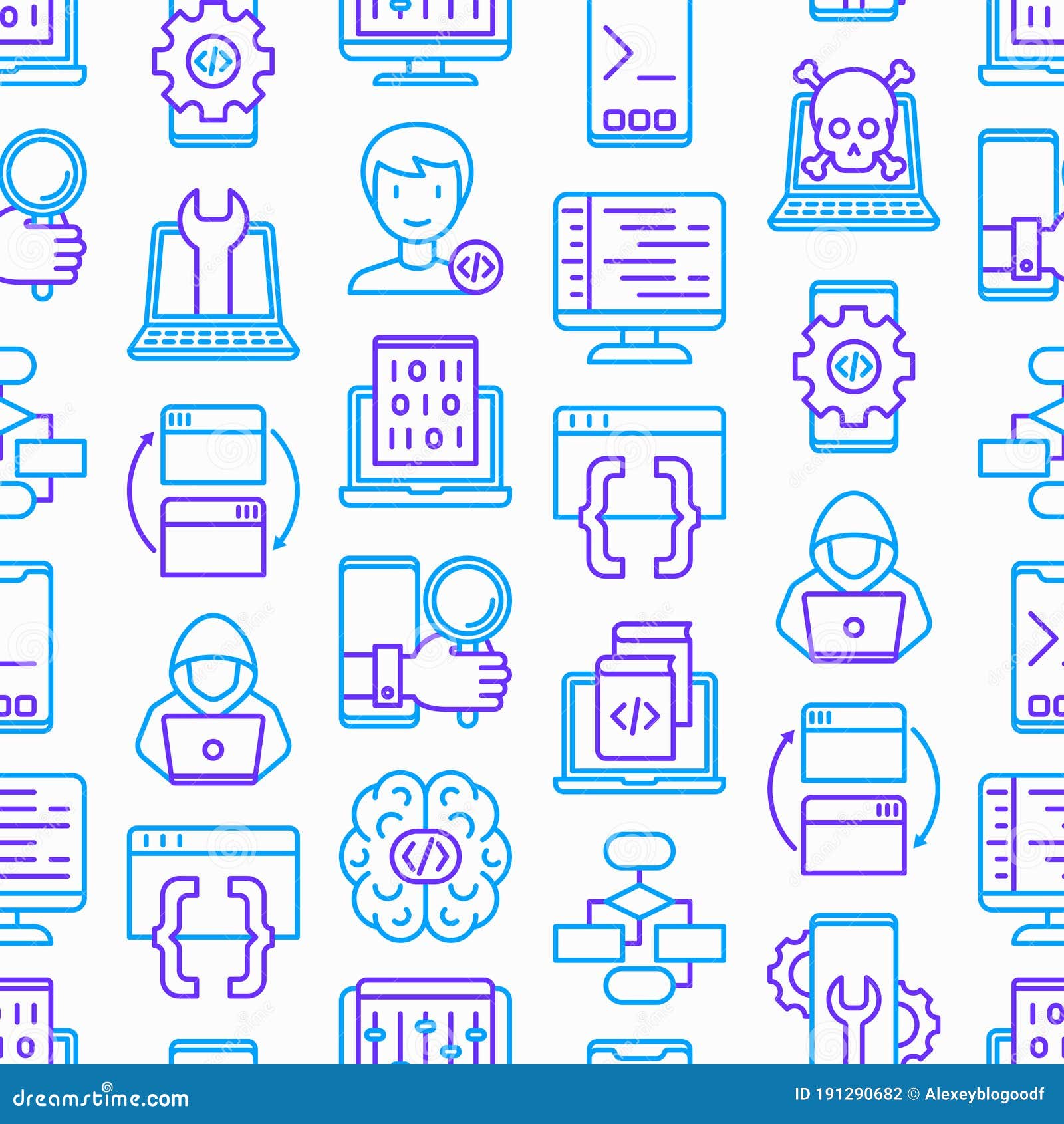 Programming Seamless Pattern With Thin Line Icons Developer Code
