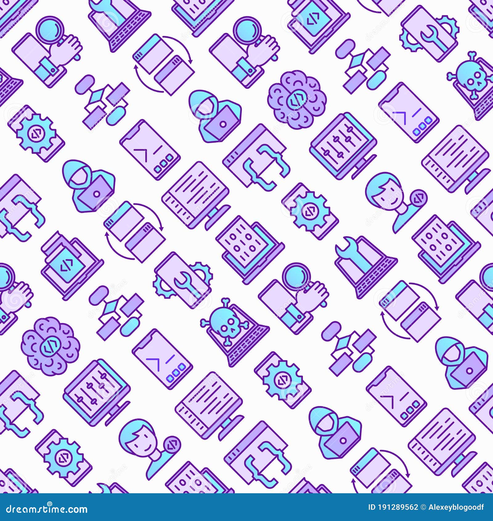 Programming Seamless Pattern With Thin Line Icons Developer Code