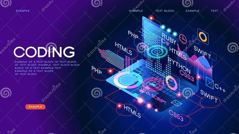 Programming web banner stock vector. Illustration of banner - 156829857