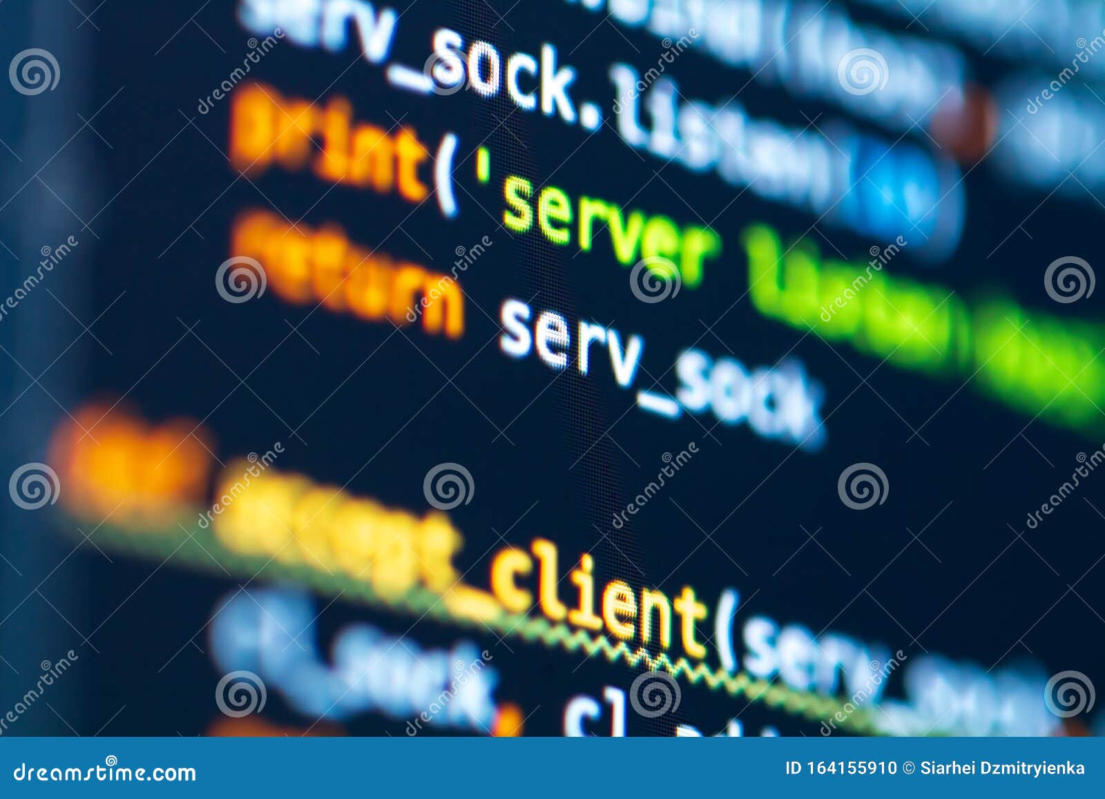 Programming Software Code on Display Computer. Developer Work Tool ...