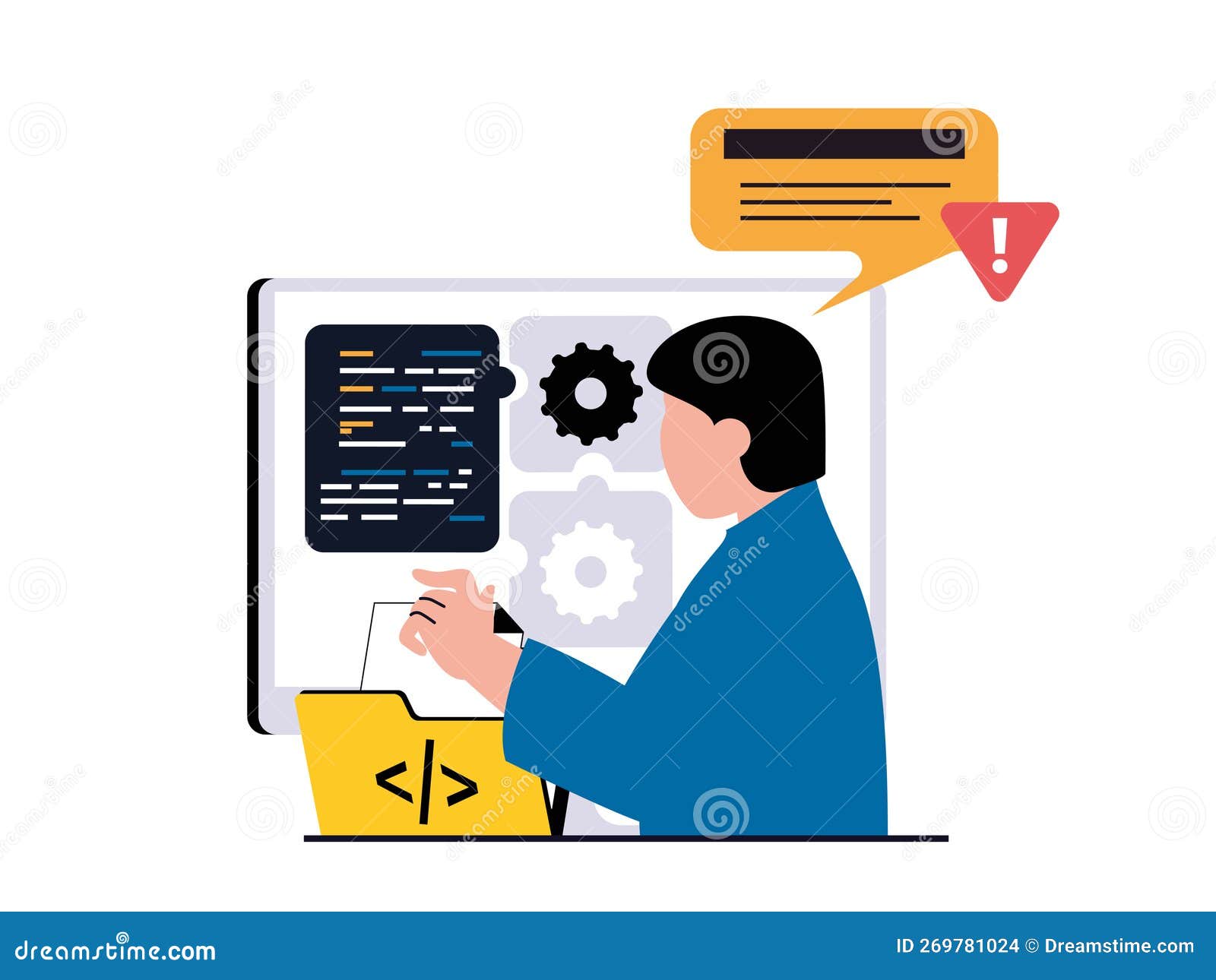 Programming Software Concept with Character Situation. Stock Vector - Illustration of banner ...