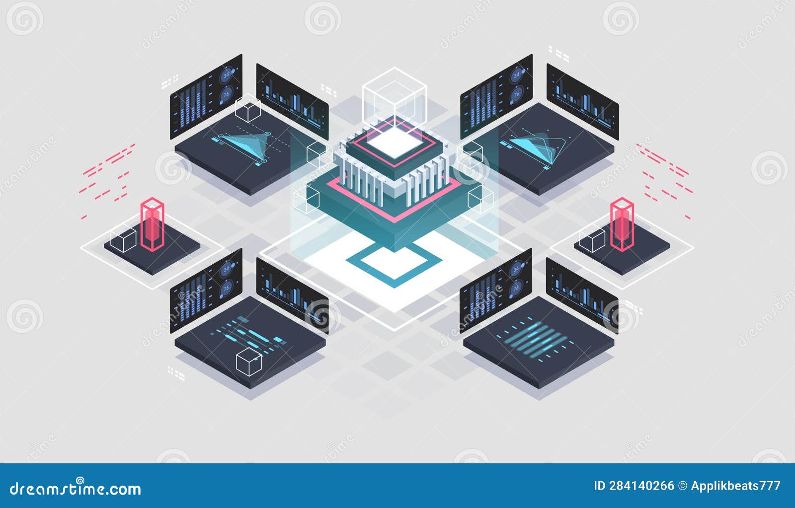 Programming and Software Development Isometric Illustration. Artificial Intelligence Automated ...