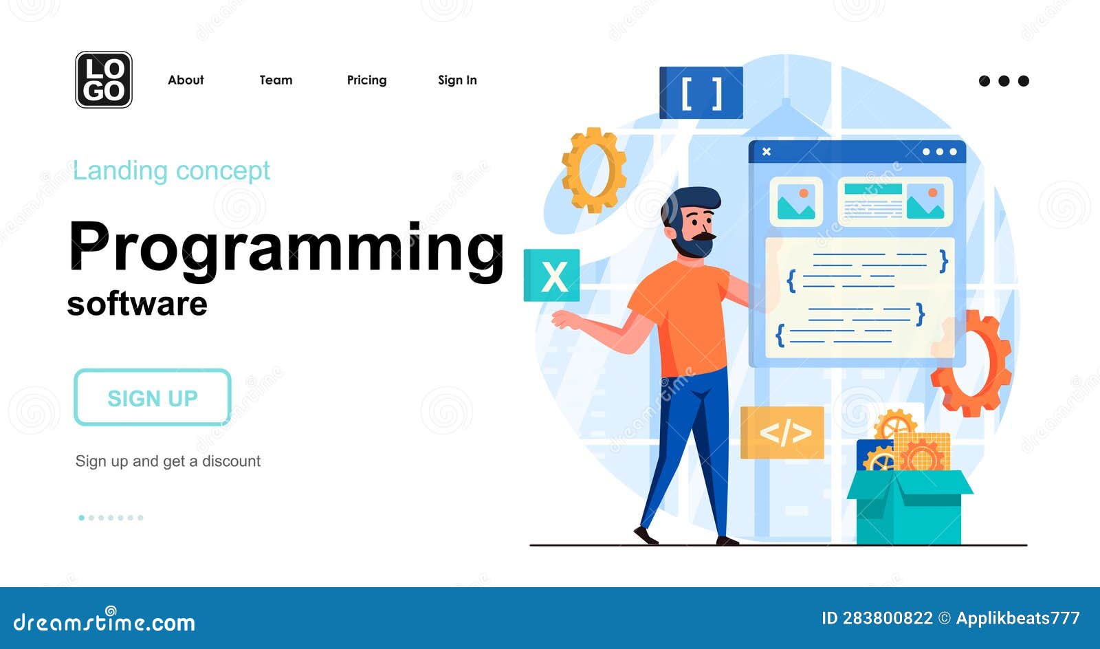 Programming Software Web Concept. Developer Creates Interface of ...