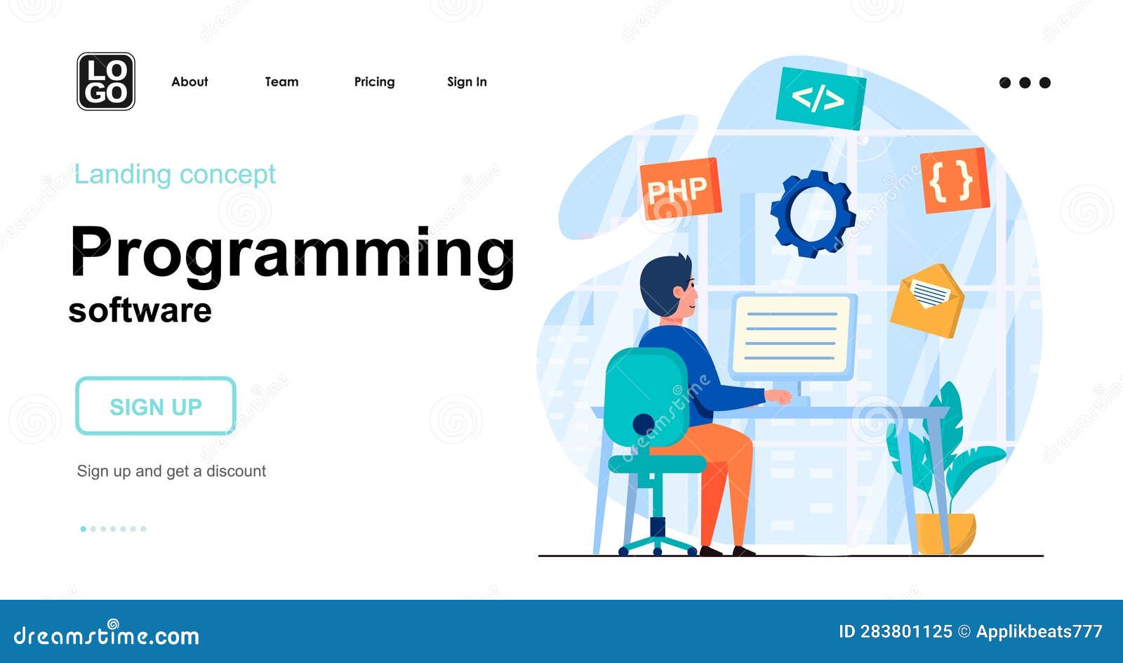 Programming Software Web Concept Programmer Develops Application Coding Code Work On Computer