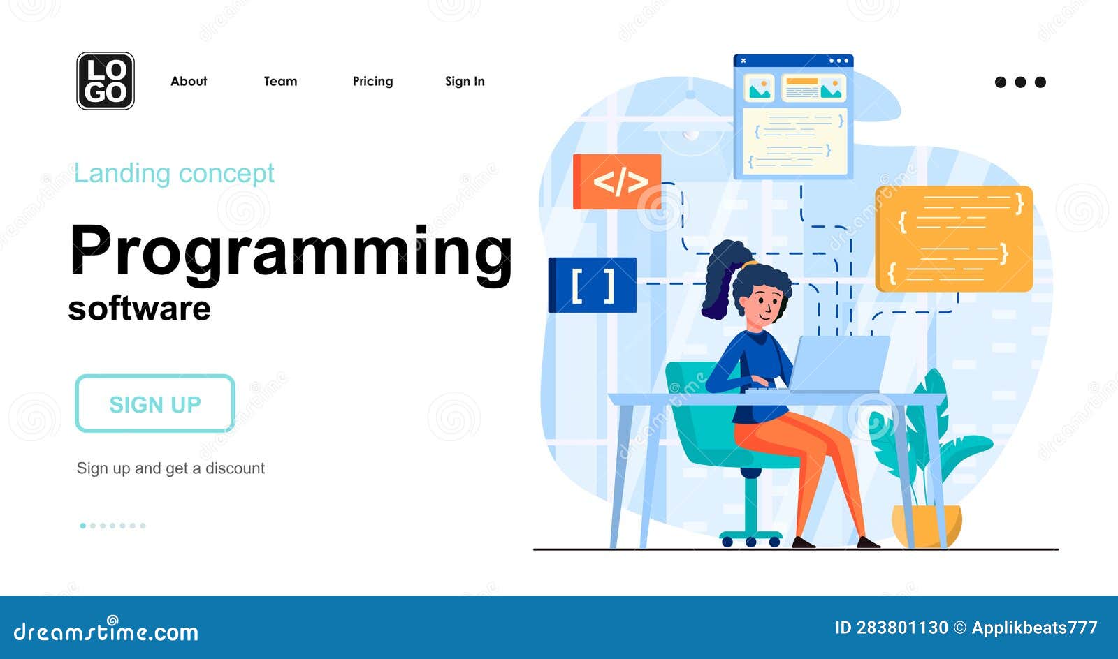 Woman Coding In Different Programming Languages. Programmer Work Cartoon Vector | CartoonDealer ...