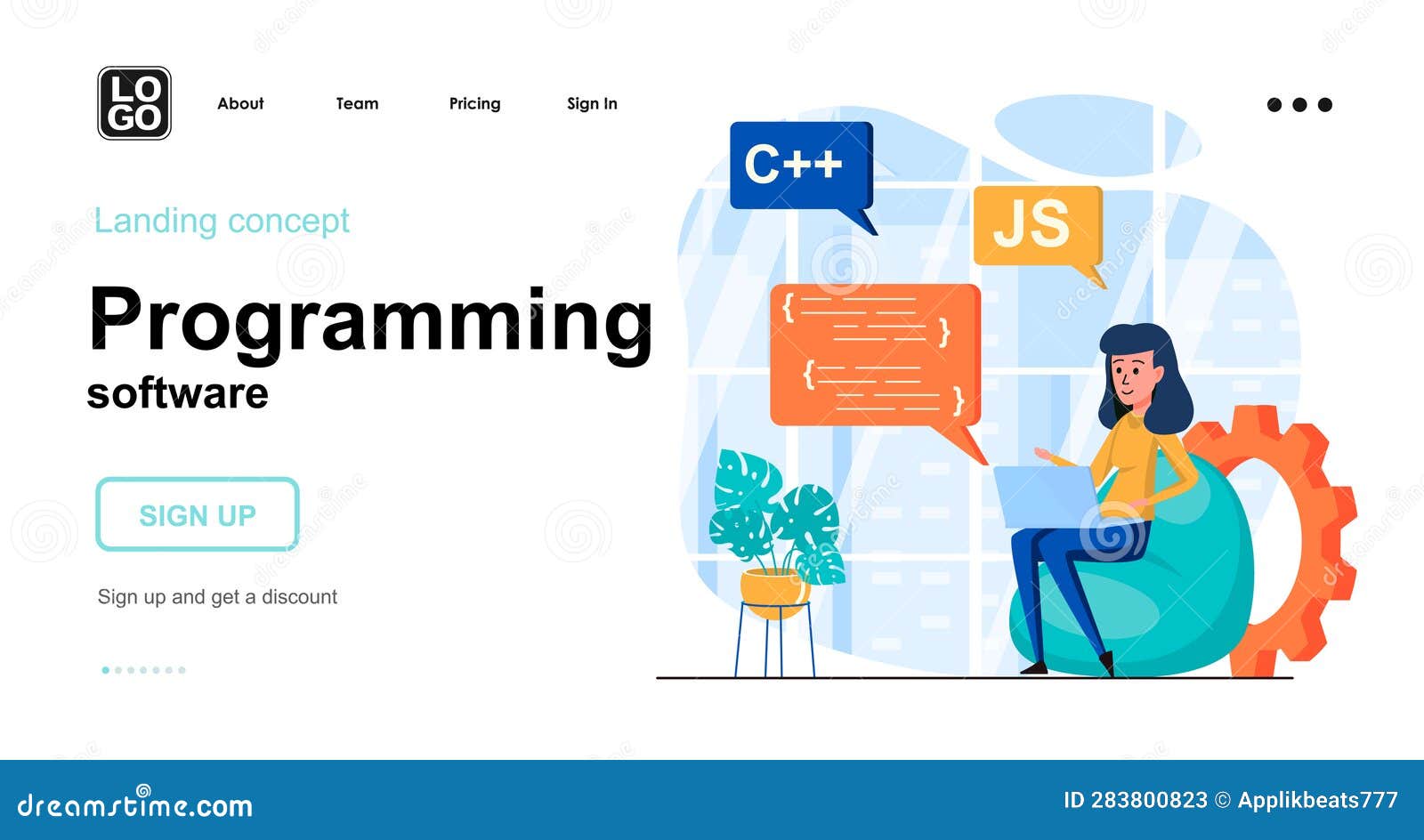 Programming Software Web Concept Woman Developer Coding Code In Different Programming Languages
