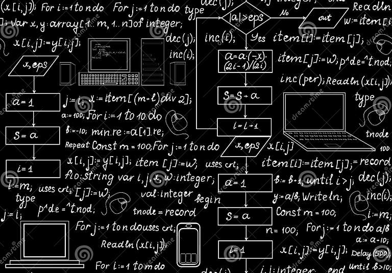 Programming Technical Seamless Pattern With Programming Code Program