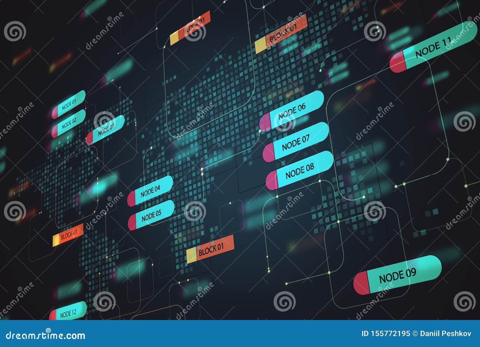 Programming and Technology Concept with Digital Node Tree Screen at ...