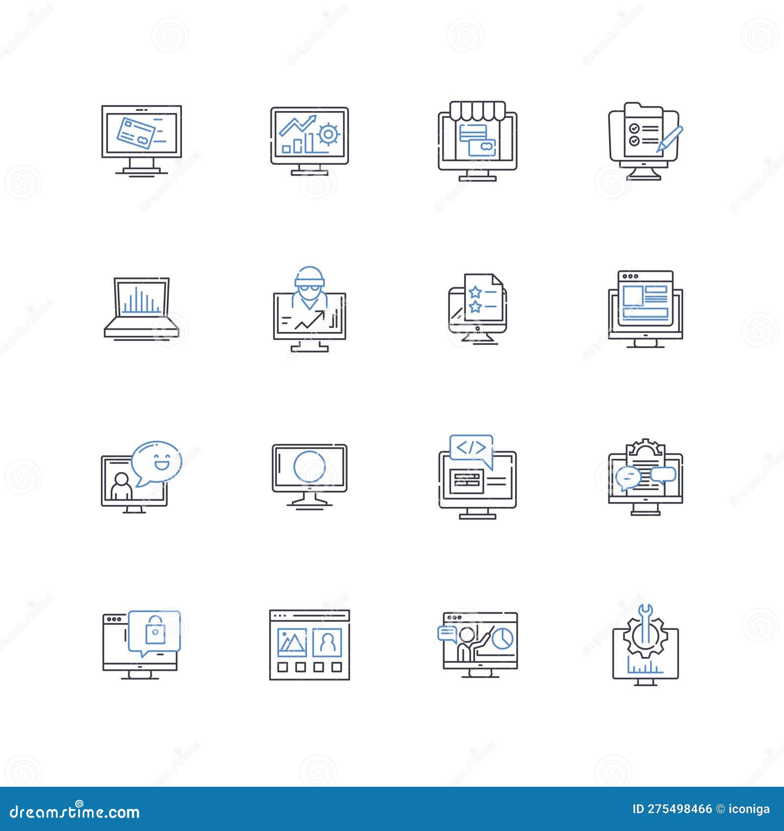 Programming Technology Line Icons Collection Coding Algorithms Syntax Debugging Algorithmic