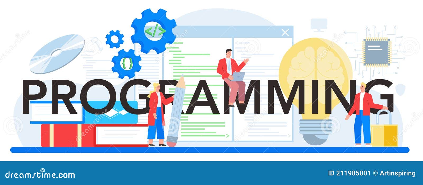 Programming Typographic Header Idea Of Coding Testing And Writing Program Stock Vector