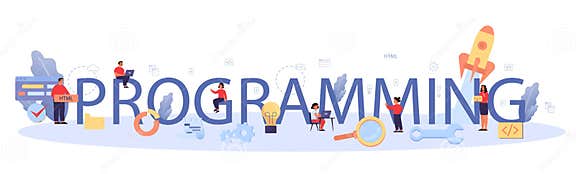 Programming Typographic Header. Student Write Software and Create Stock ...