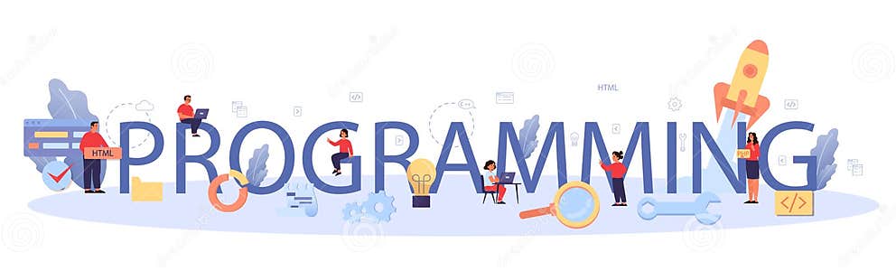 Programming Typographic Header. Student Write Software and Create Stock ...