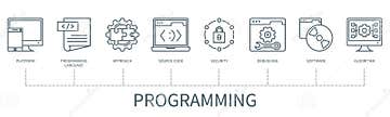 Programming Vector Infographic in Minimal Outline Style Stock ...