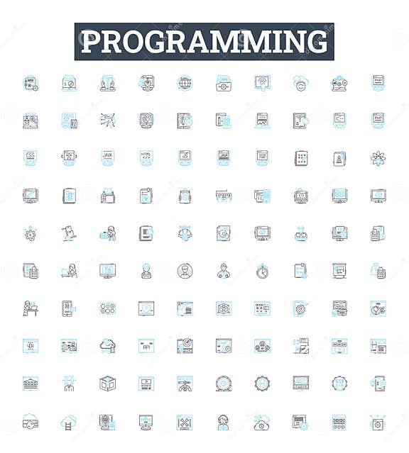 Programming Vector Line Icons Set Programming Coding Scripting Coding Language Algorithm 3395