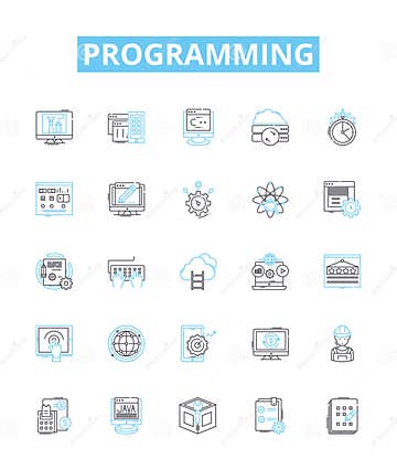 Programming Vector Line Icons Set. Programming, Coding, Scripting, Coding Language, Algorithm ...