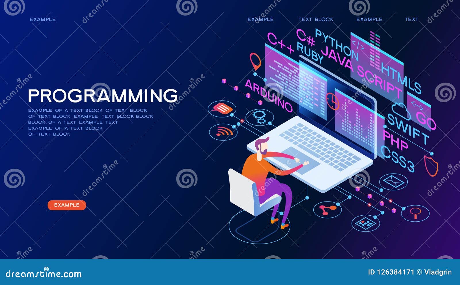 Programming web banner stock vector. Illustration of background - 126384171