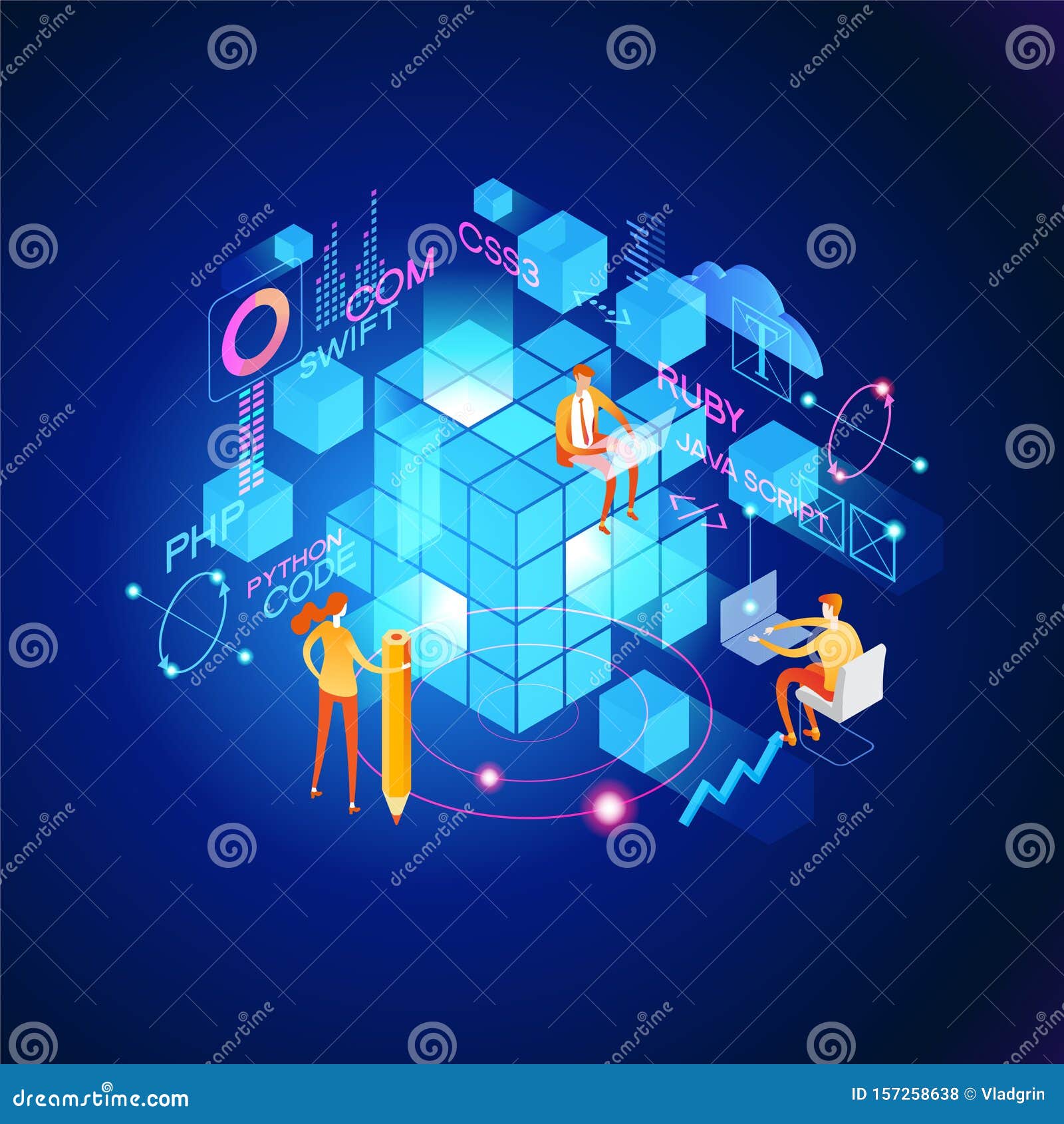 Programming web banner stock vector. Illustration of processing - 157258638