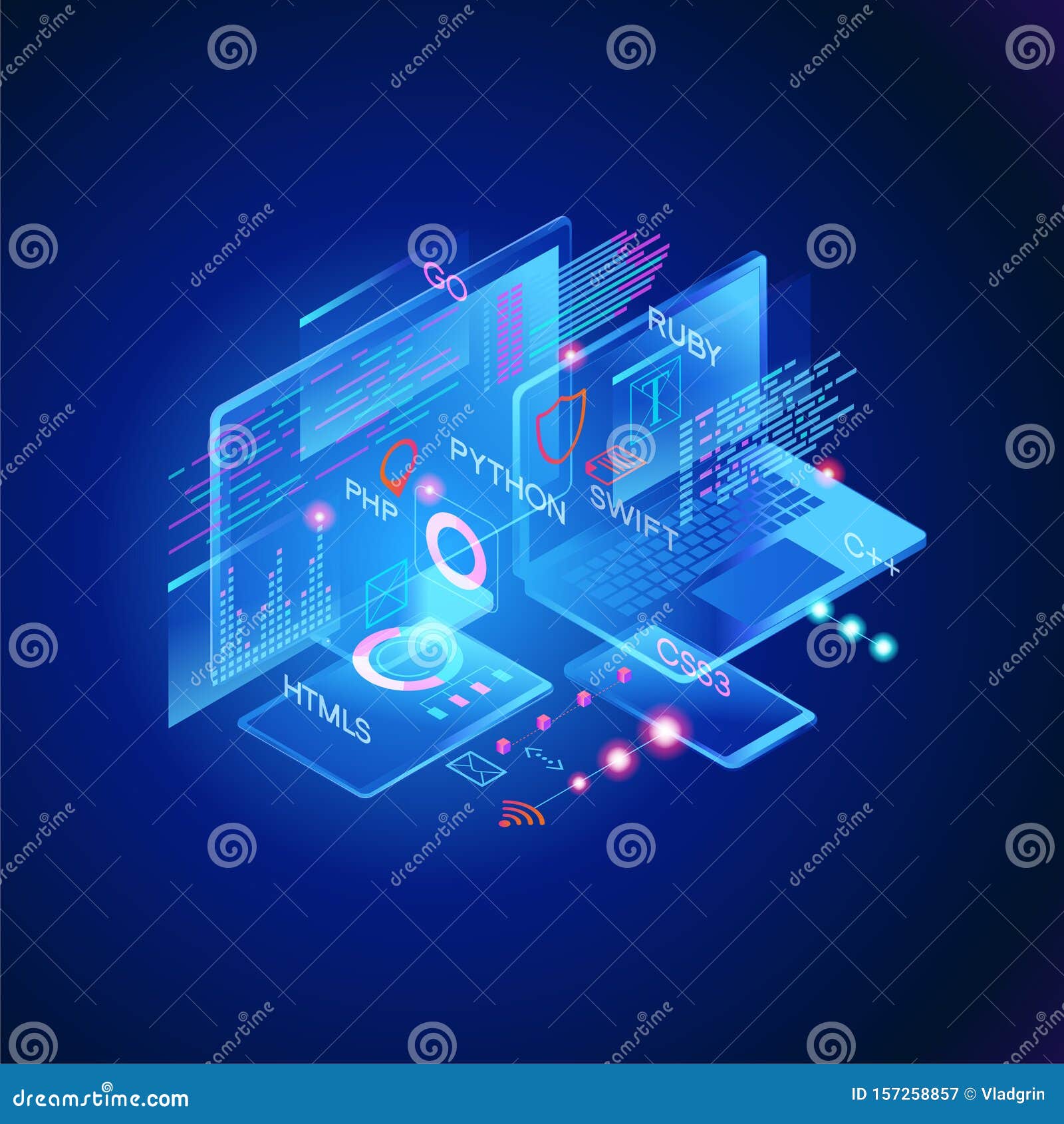 Programming web banner stock vector. Illustration of design - 157258857