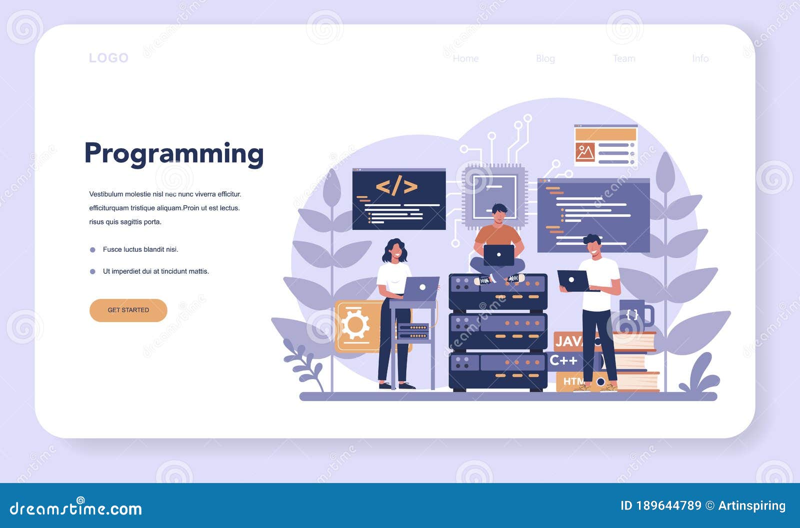 Programming Web Banner Or Landing Page Idea Of Working Stock Vector Illustration Of Front