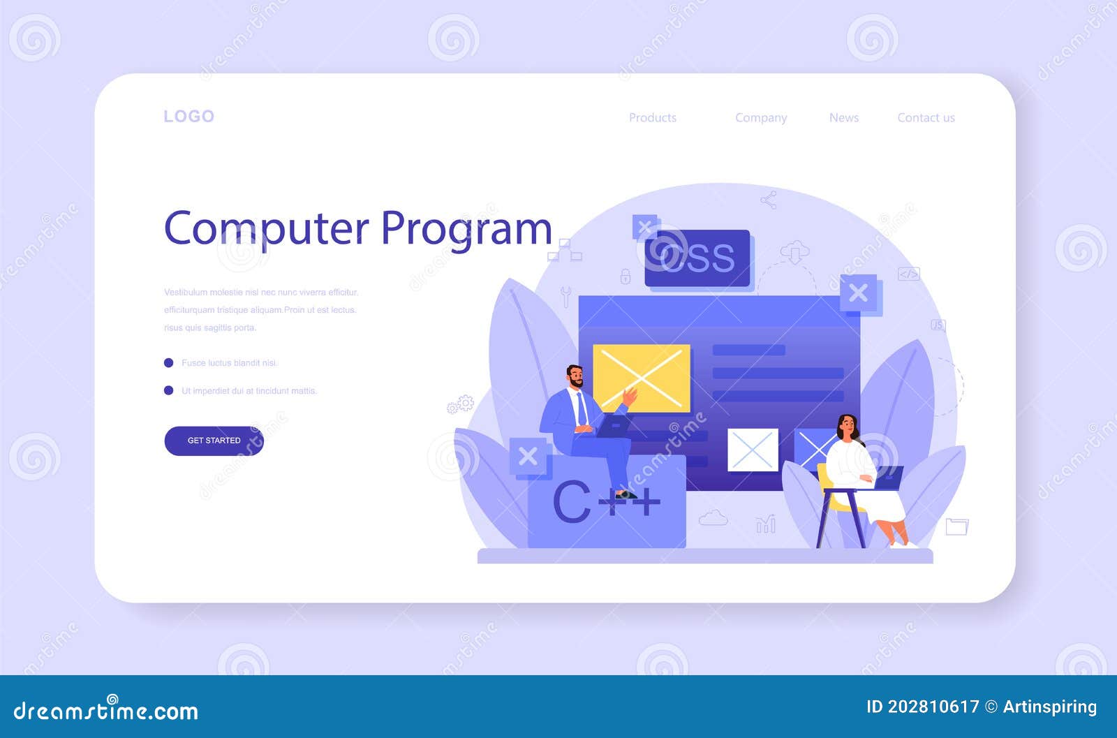 Programming Web Banner or Landing Page. Idea of Working Stock Vector ...