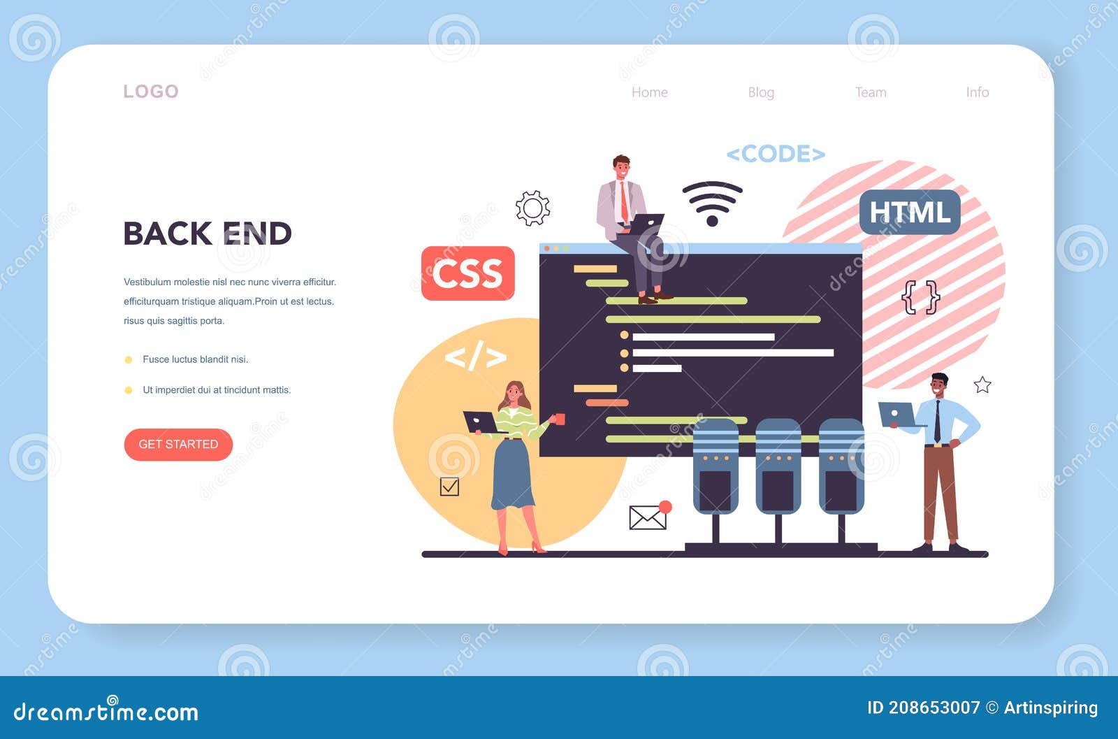 Programming Web Banner or Landing Page. Idea of Working Stock Vector ...