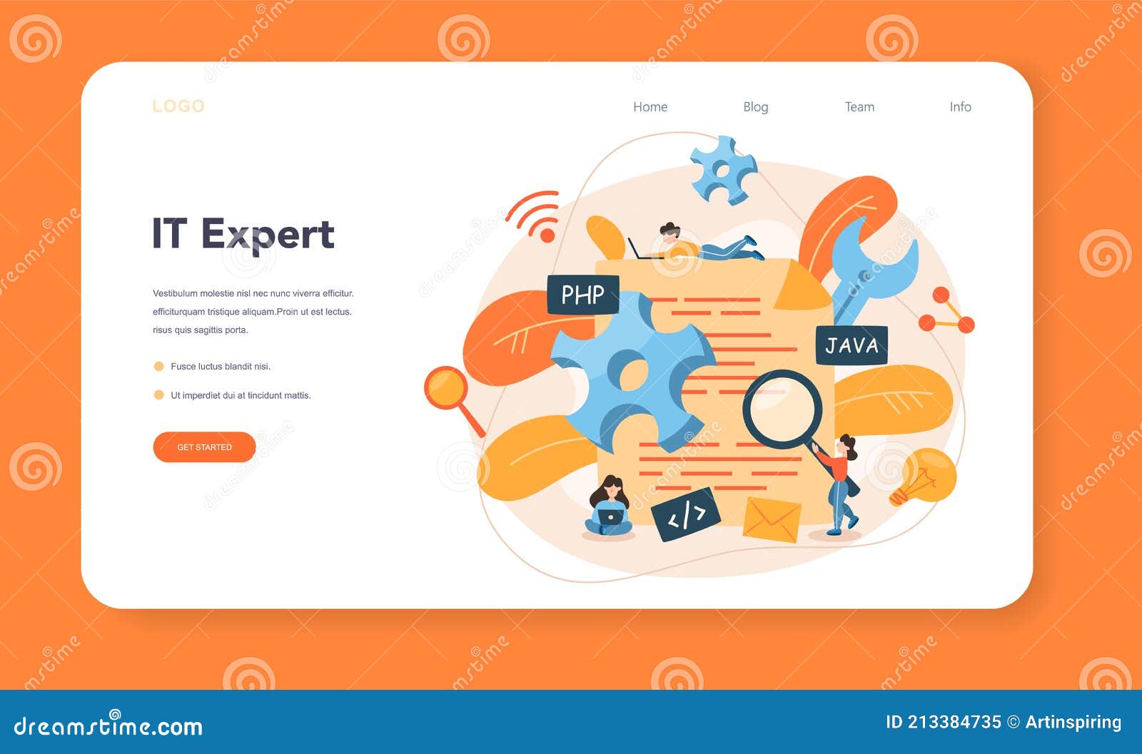 Programming Web Banner or Landing Page. Idea of Working Stock Vector ...