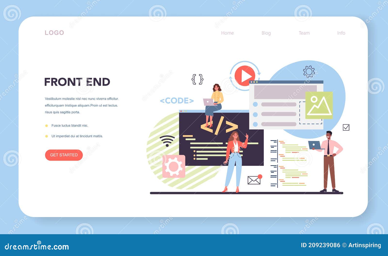 Back End Development Concept. Software Development Process Cartoon ...