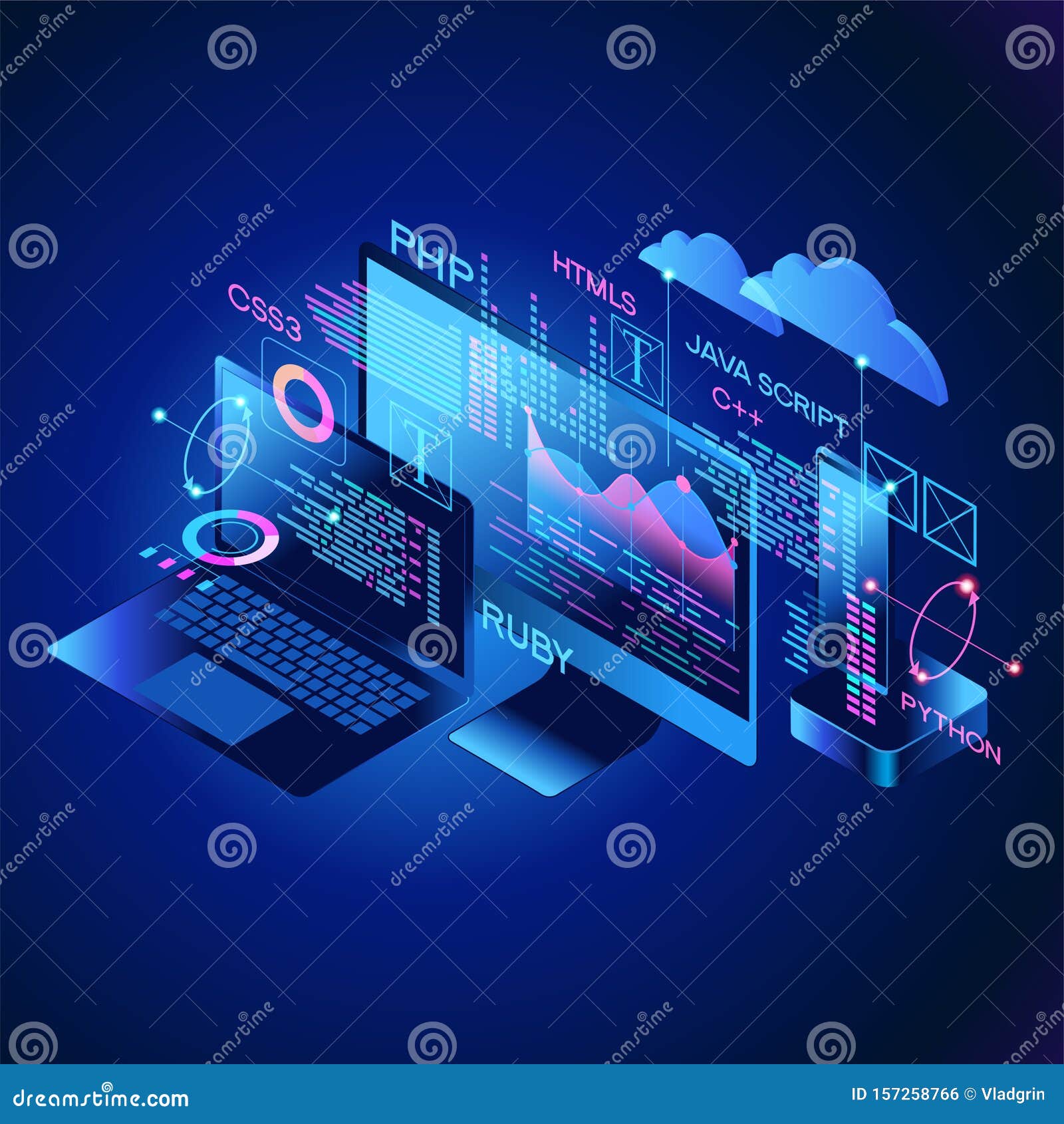 Programming web banner stock vector. Illustration of coding - 157258766