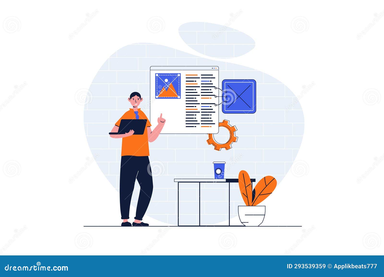 Programming Web Concept with Character Scene. Man Making Program and ... Programming Web Concept with Character Scene. Man Making Program and ...