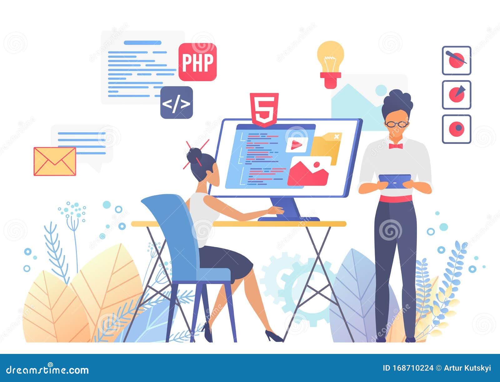 Programming And Web Design Flat Vector Illustration Stock Vector