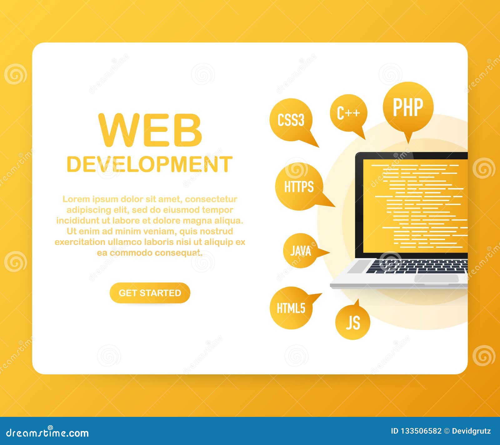 Programming, Web Development Concept. Code on the Screen Laptop. Vector ...