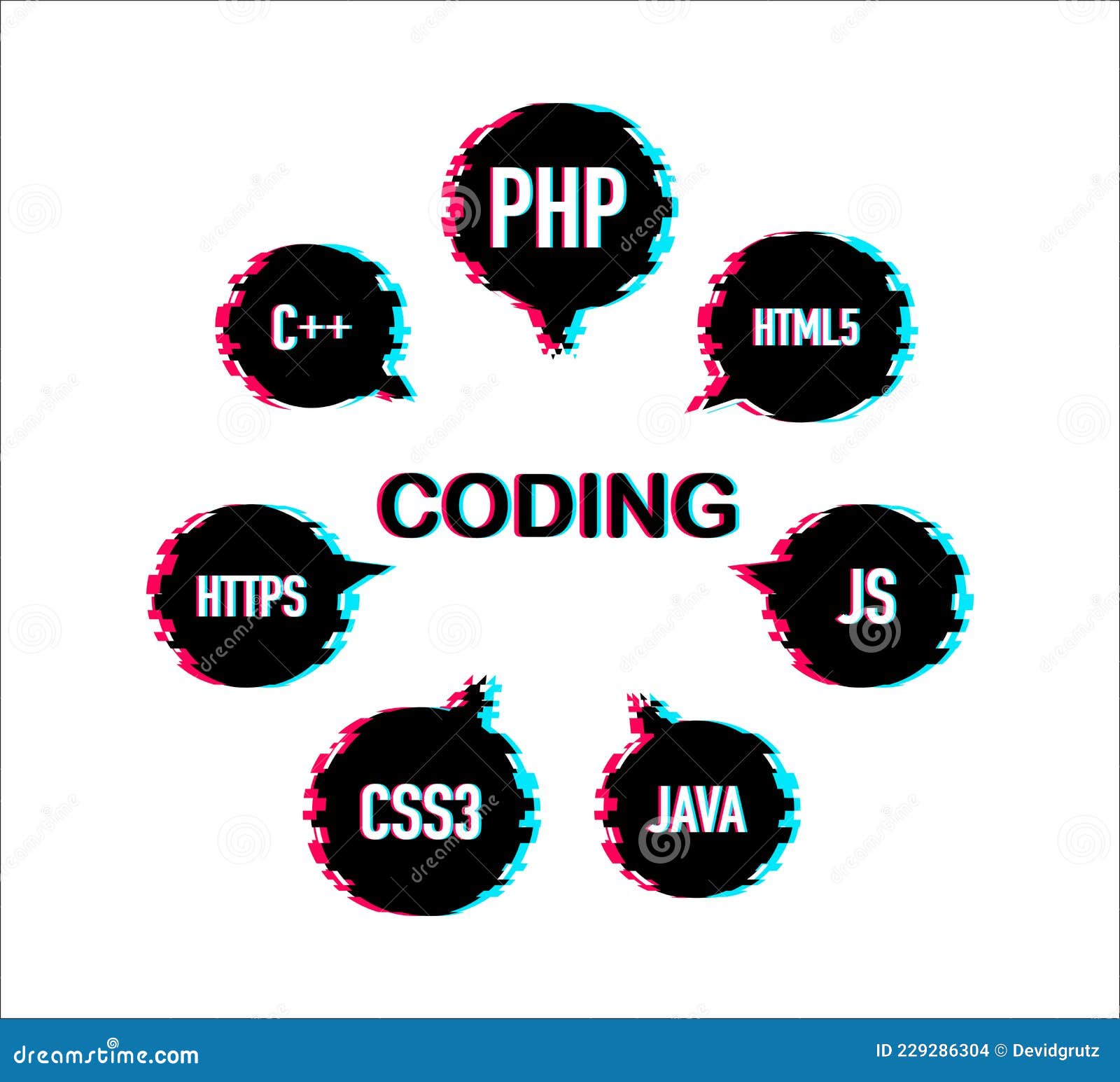 Programming, Web Development Concept. Glitch Icon. Code on the Screen ...