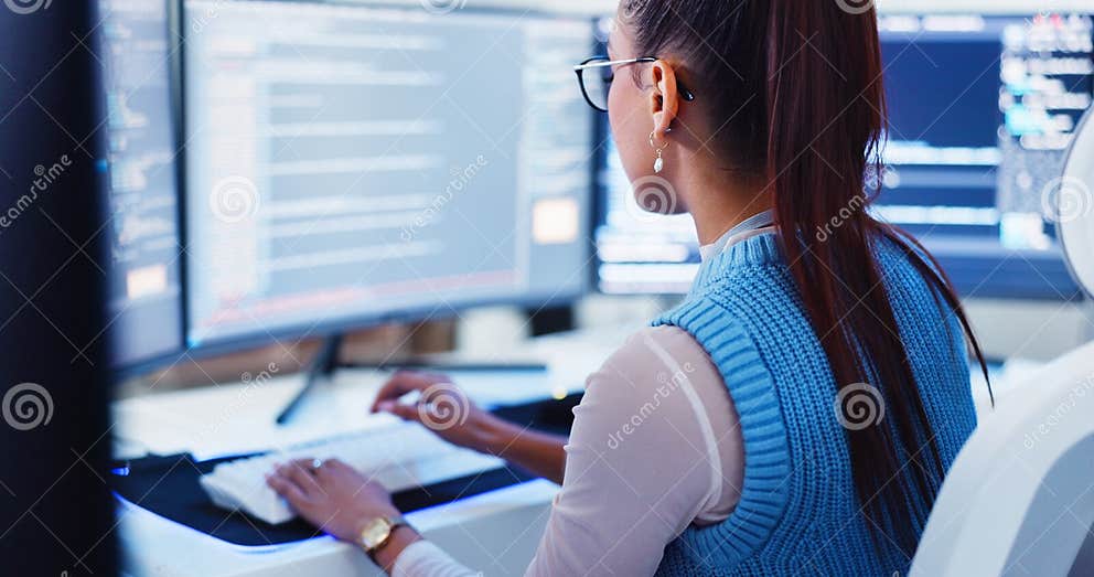 Programming Woman And Typing On Computer For Software Development