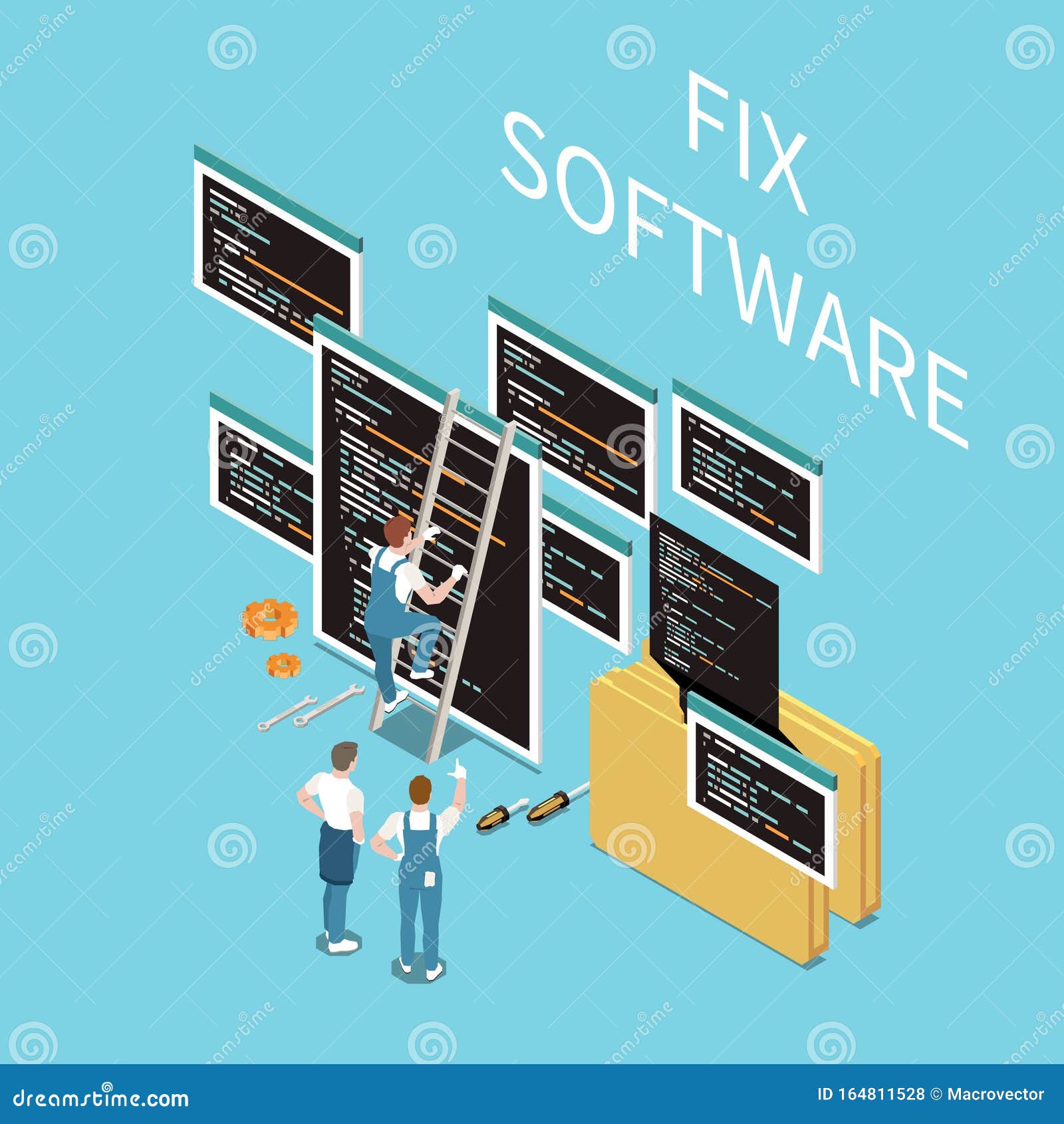 Programming Work Concept stock vector. Illustration of desktop - 164811528